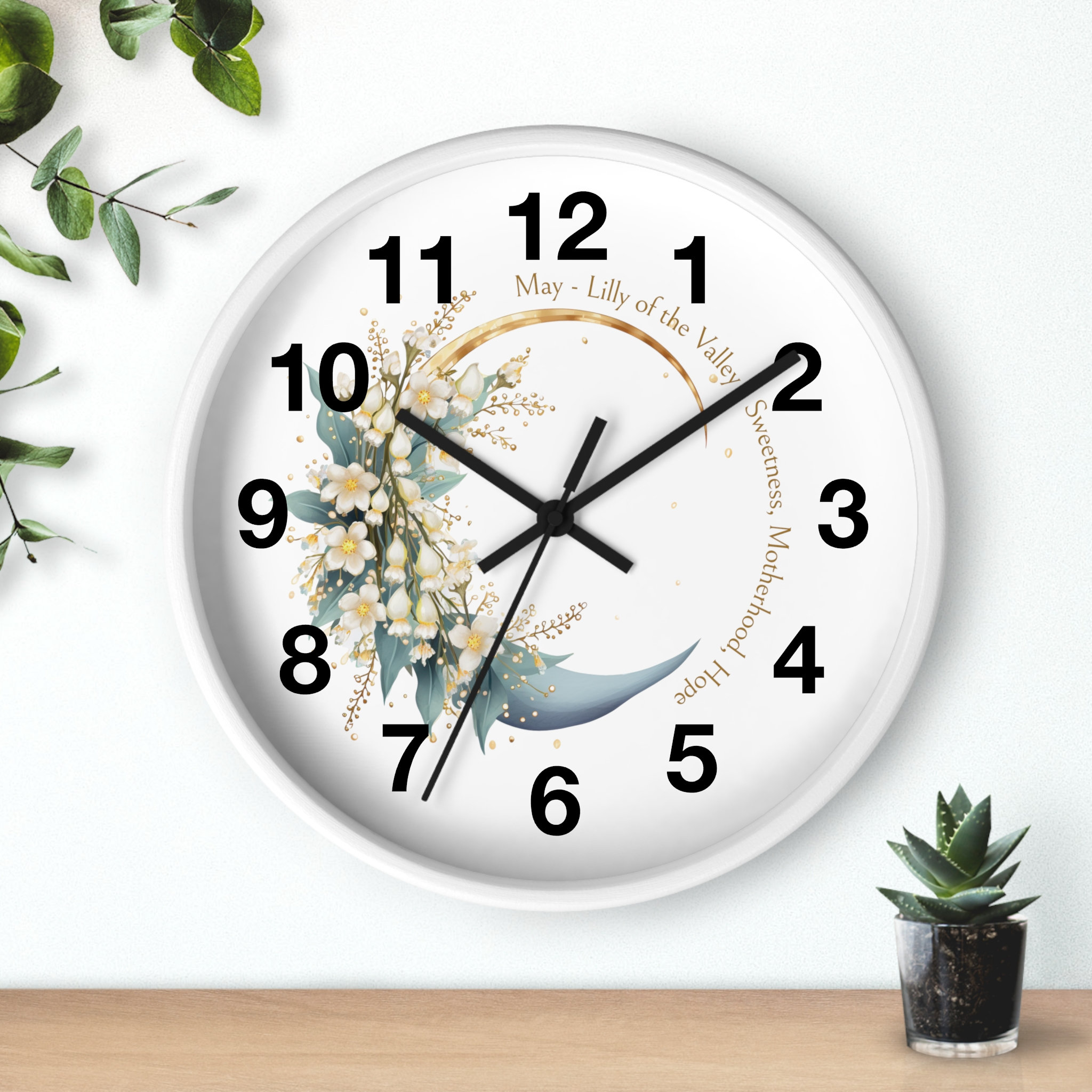 MAY BIRTH FLOWER Clock, Boho Wall Clock, Cottage Core Clock, May Birth ...