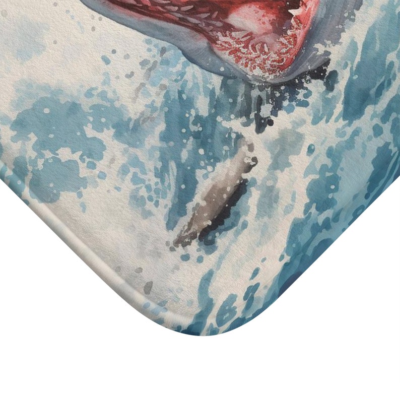 MEGALODON BATH MAT Shark Lover Microfiber Bath Mat Great White Shark ...