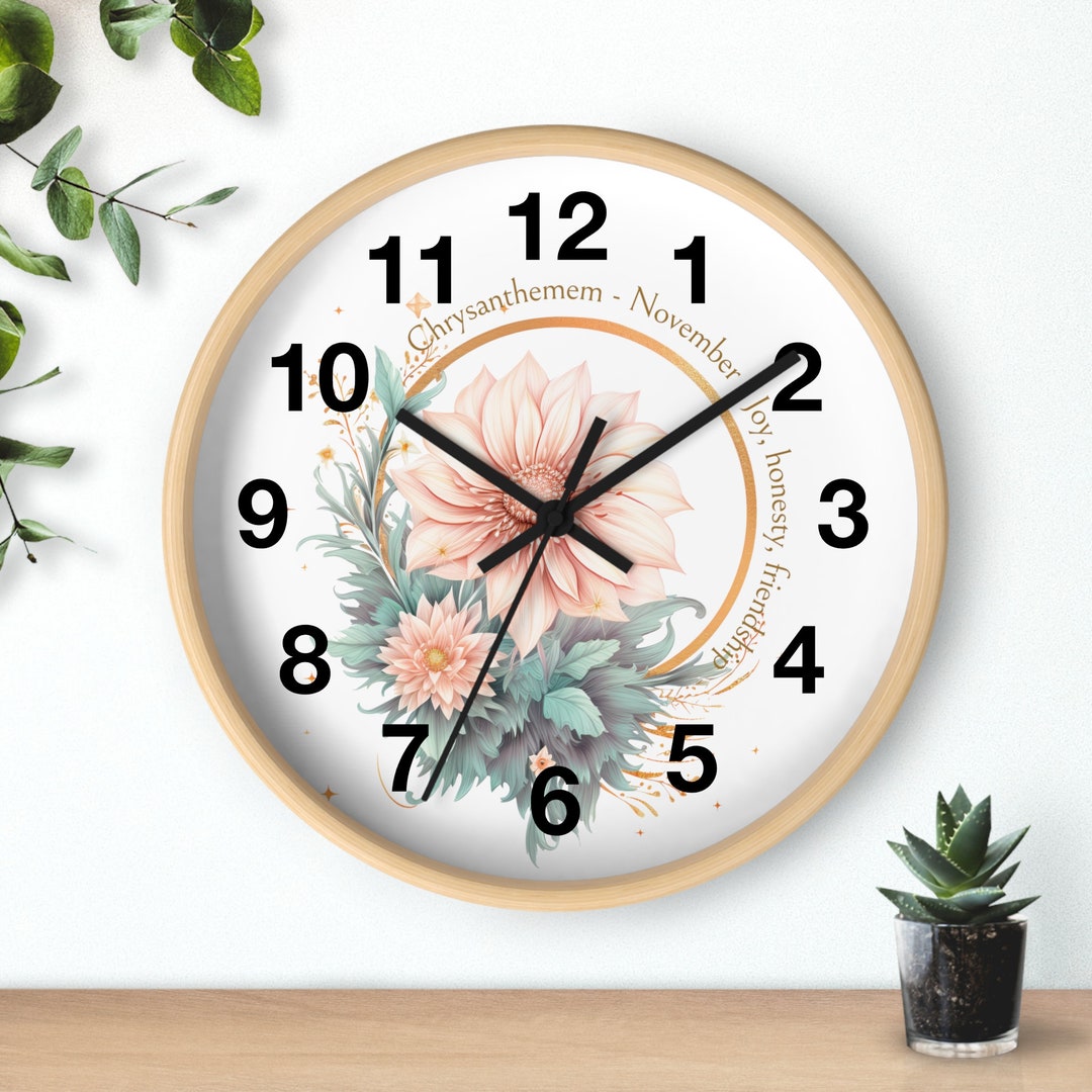 NOVEMBER BIRTH FLOWER Clock, November Birth Month Gift, Wall Clock ...