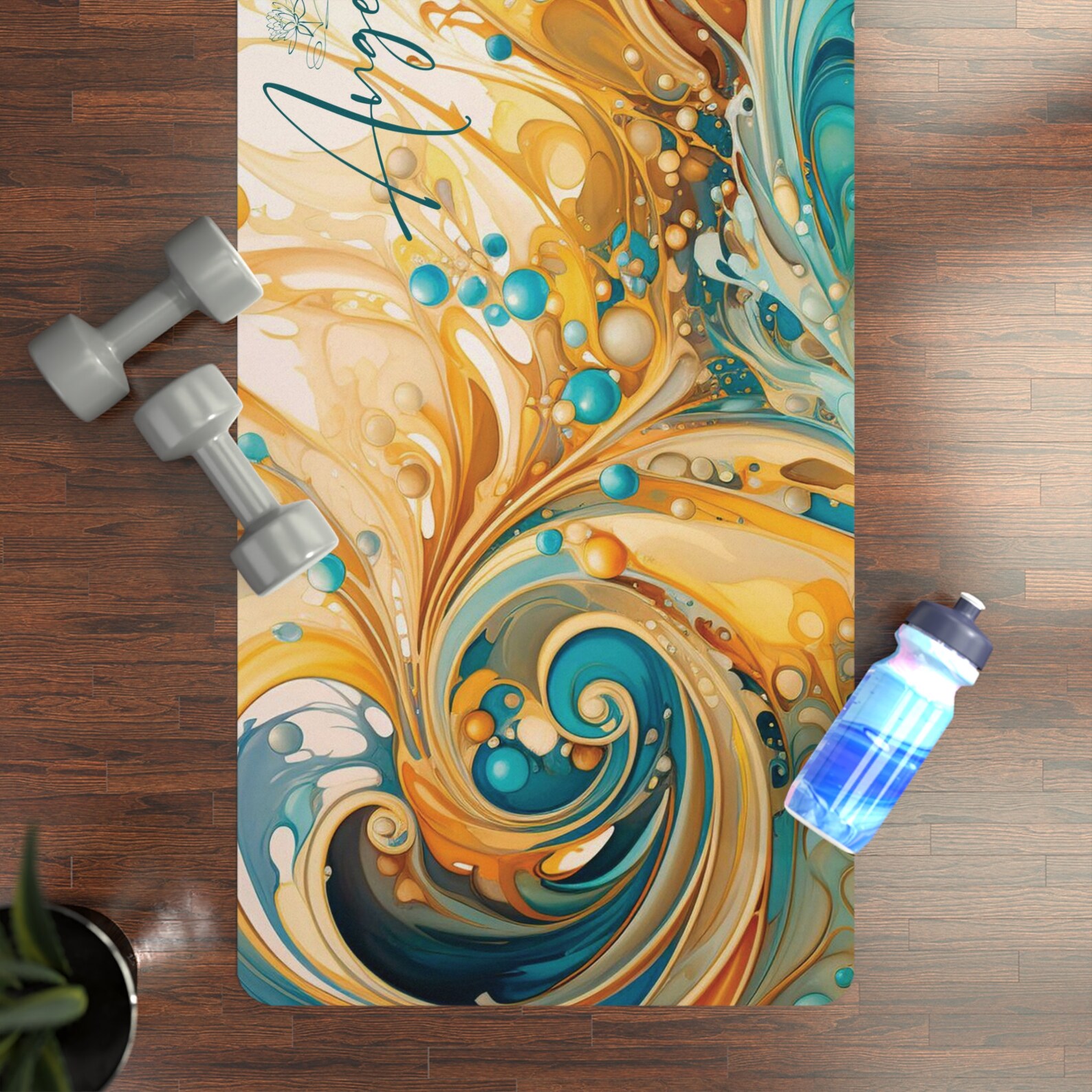 PERSONALIZED YOGA MAT Fractal 15 Design Pilates Excercise Fitness ...