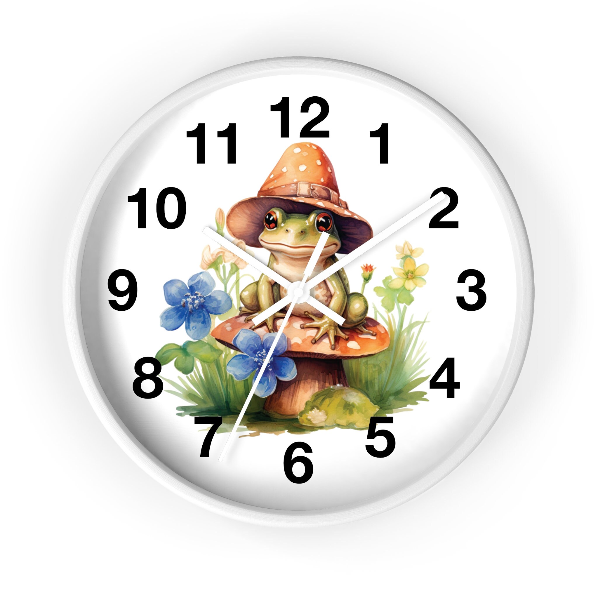 FROG WALL CLOCK Cottage Core Wall Clock With Numbers Frog With Hat Boho ...