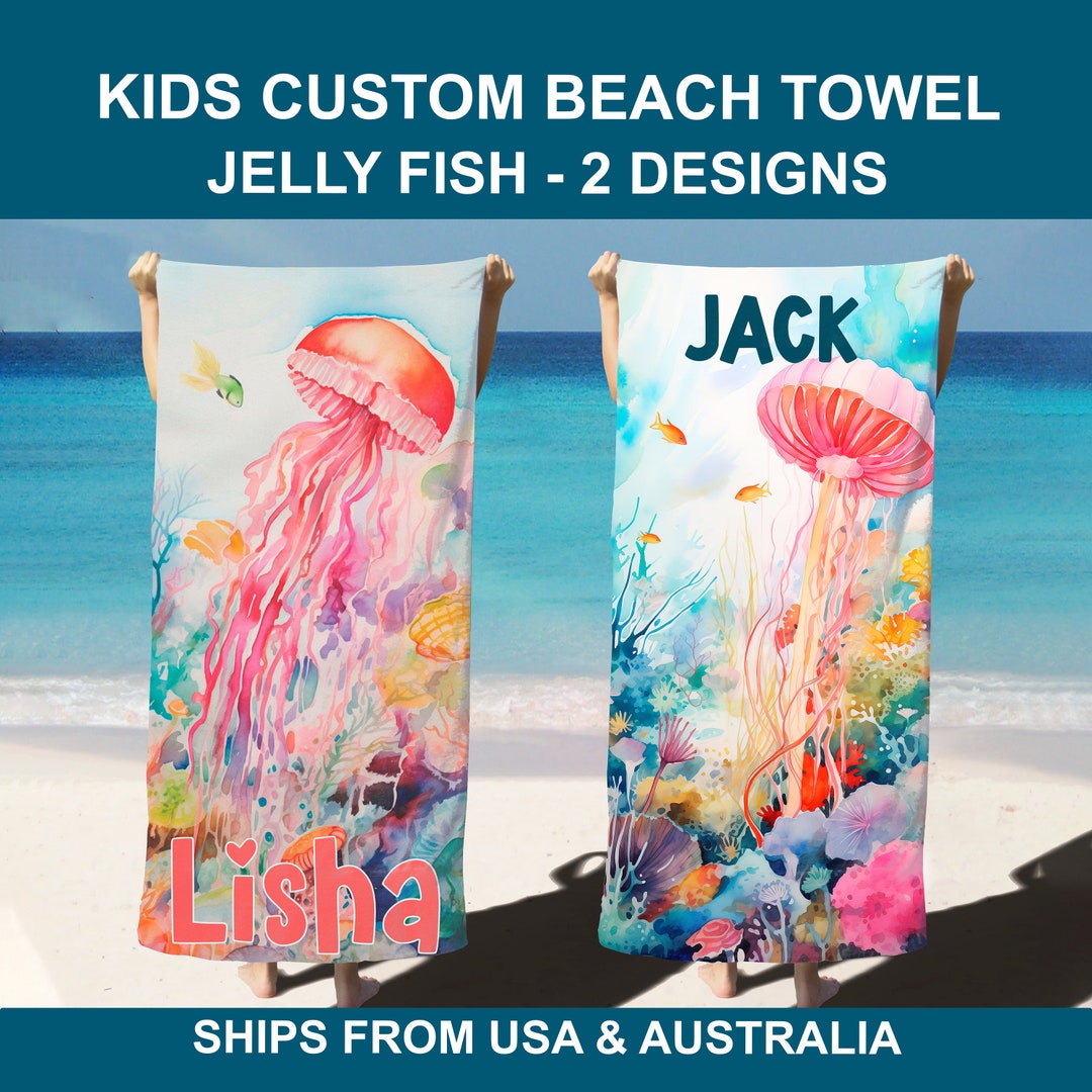 PERSONALISED BEACH TOWEL Custom Jelly Fish Towel for Kids Jelly Fish ...