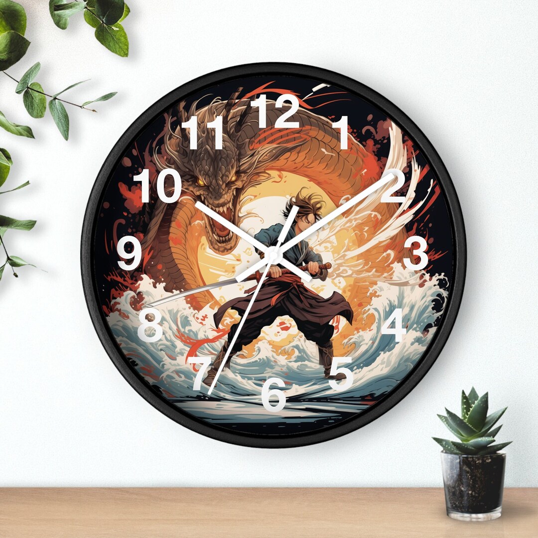 DRAGON WALL CLOCK Boys Room Dragon Lover Gift Wall Decor Clock With ...