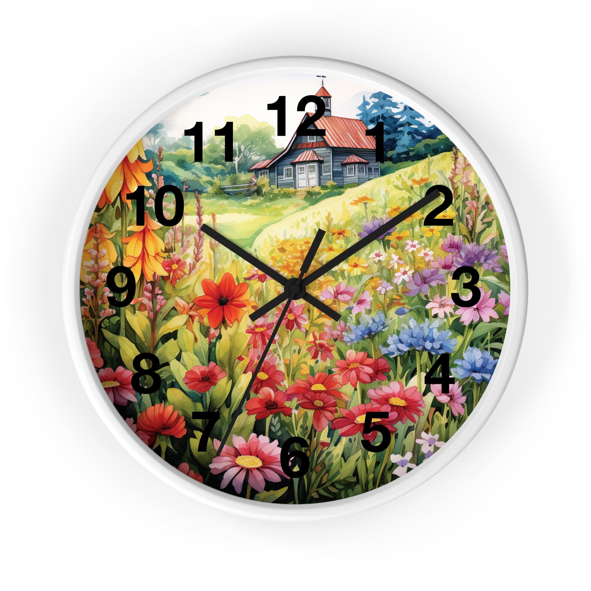COTTAGE GARDEN CLOCK Cottage Core Wall Clock Boho Floral Decor Country ...