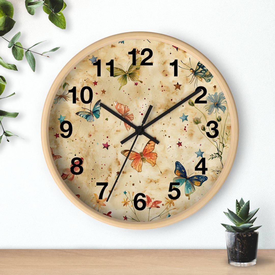 BUTTERFLY WALL CLOCK Cottage Core Clock Mothers Day Gift for Butterfly ...
