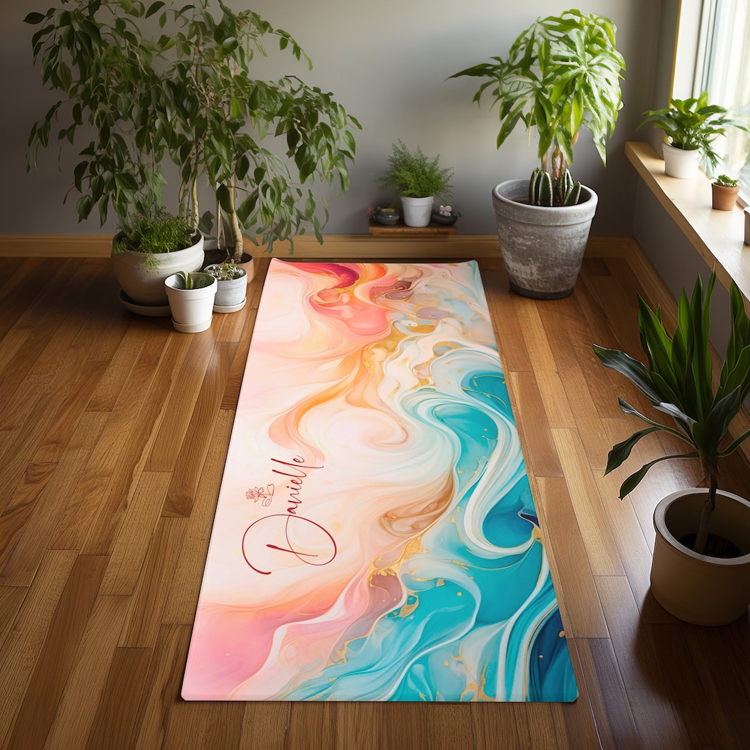 PERSONALIZED YOGA MAT Fractal 9 Design Pilates Excercise Fitness Rubber ...