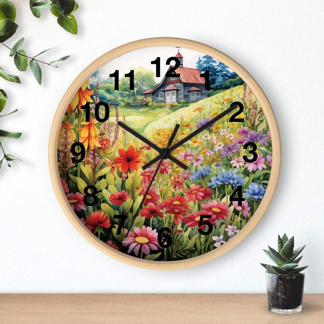 COTTAGE GARDEN CLOCK Cottage Core Wall Clock Boho Floral Decor Country ...