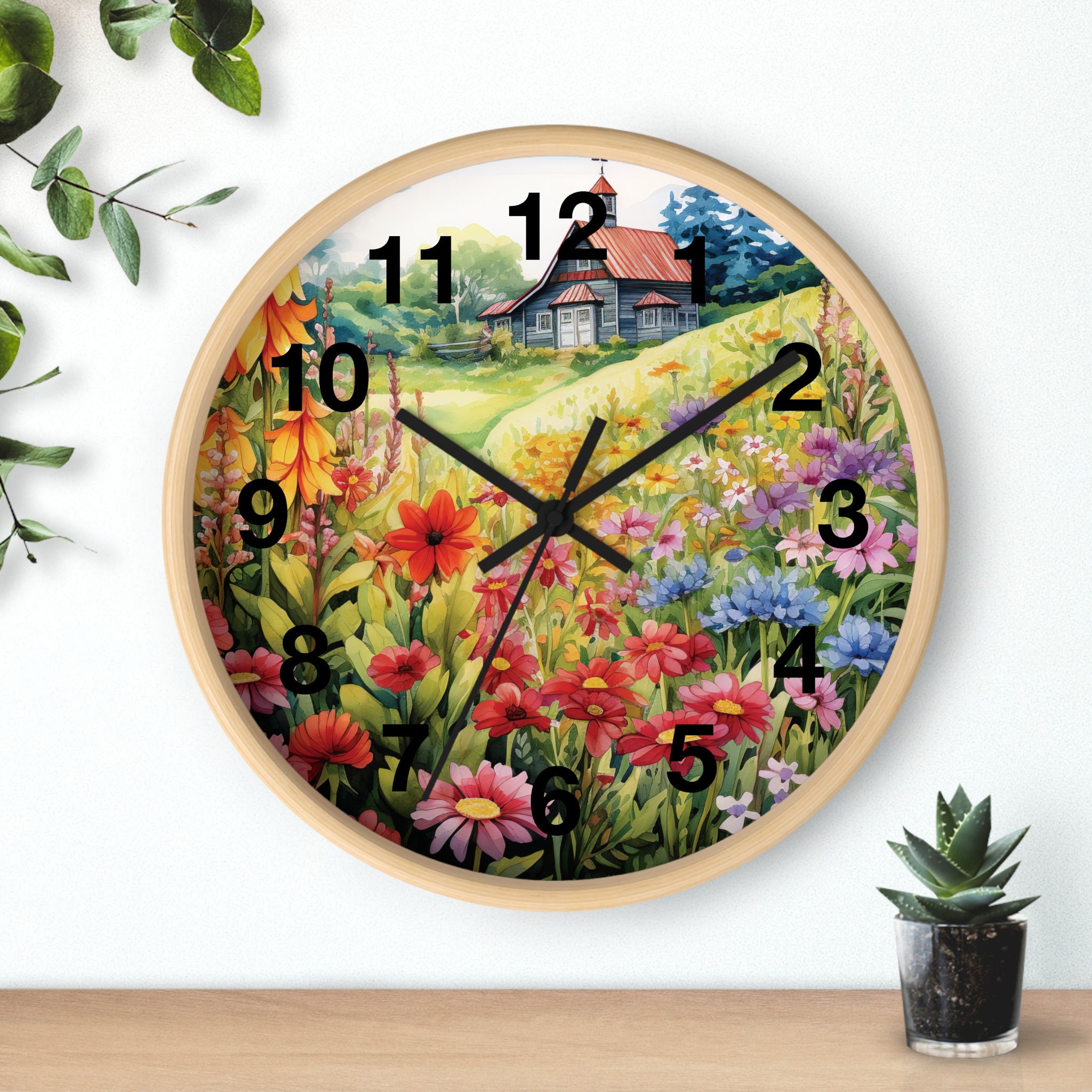 COTTAGE GARDEN CLOCK Cottage Core Wall Clock Boho Floral Decor Country ...