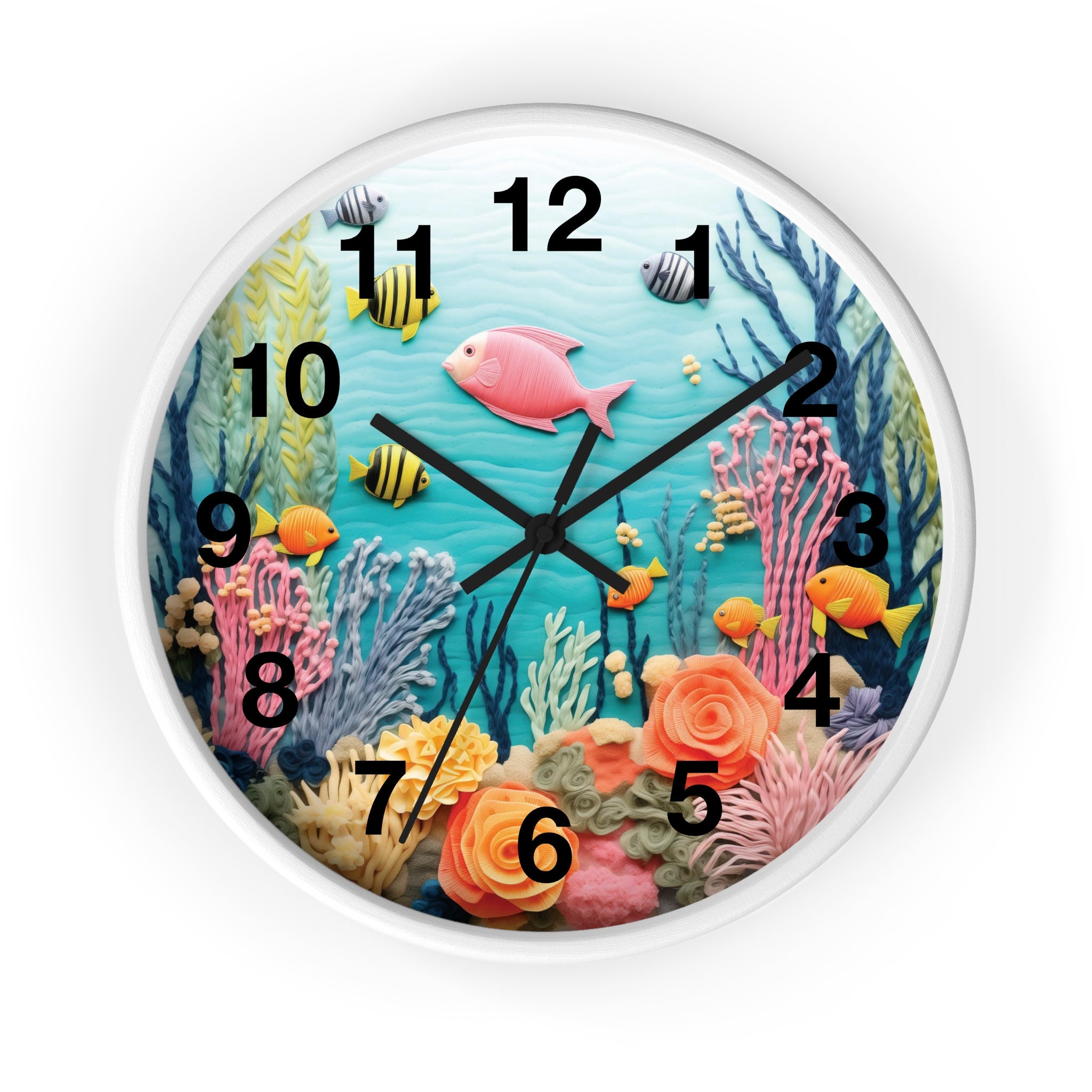 CORAL REEF CLOCK, 3D Knit Design Reef Lover Clock, Ocean Reef Decor ...