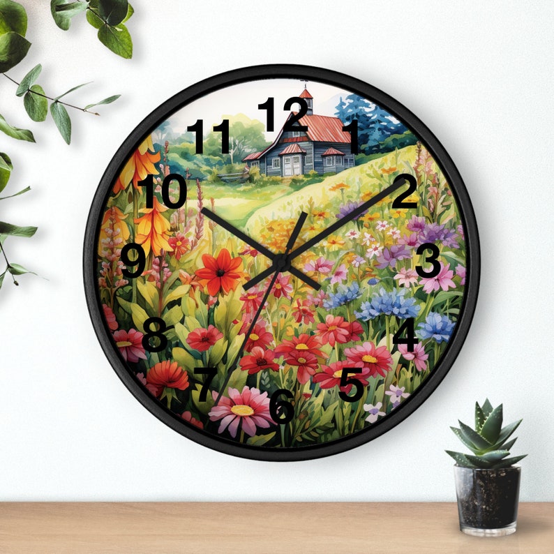 COTTAGE GARDEN CLOCK Cottage Core Wall Clock Boho Floral Decor Country ...