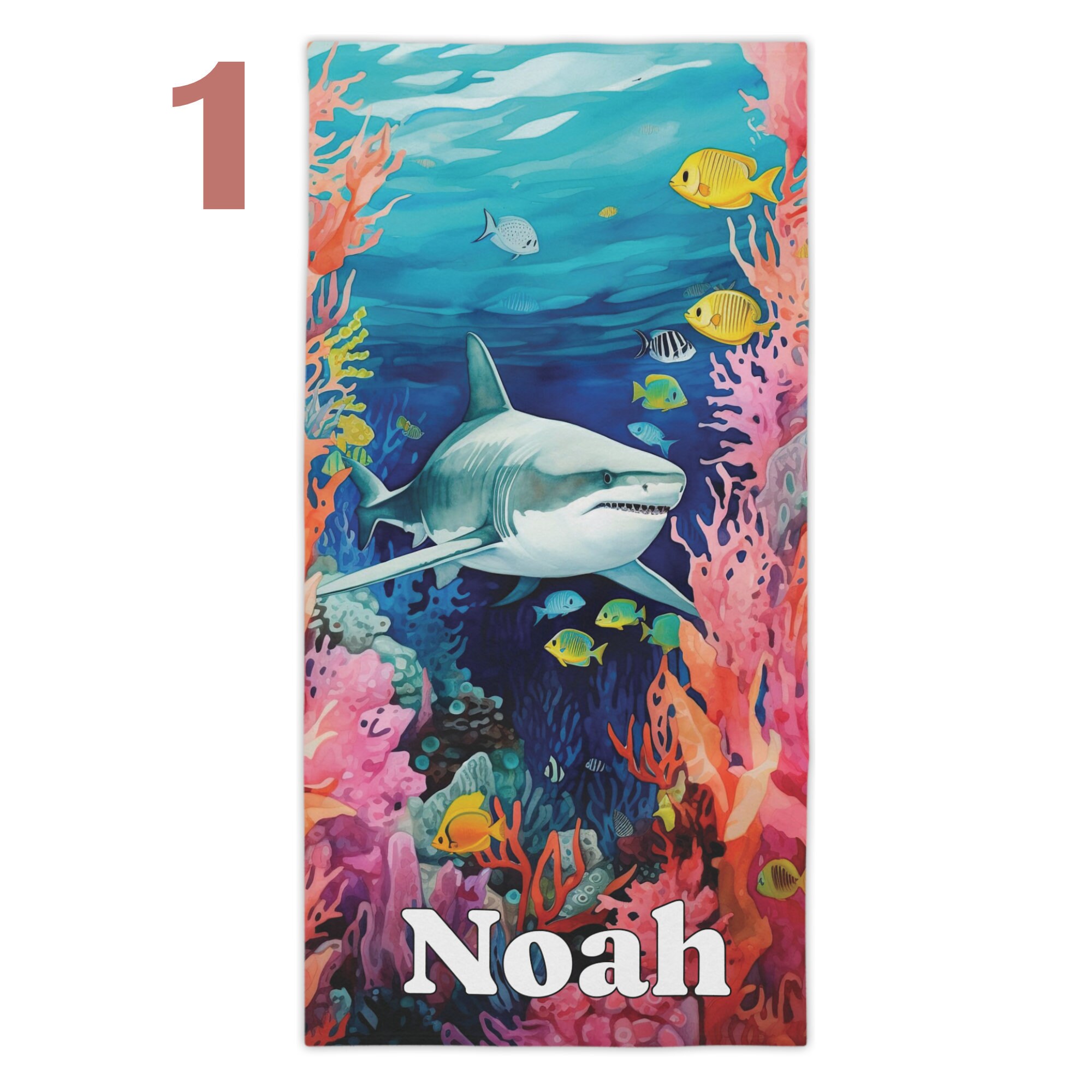 PERSONALISED BEACH TOWEL Shark Beach Towel Personalised Towel Kids ...