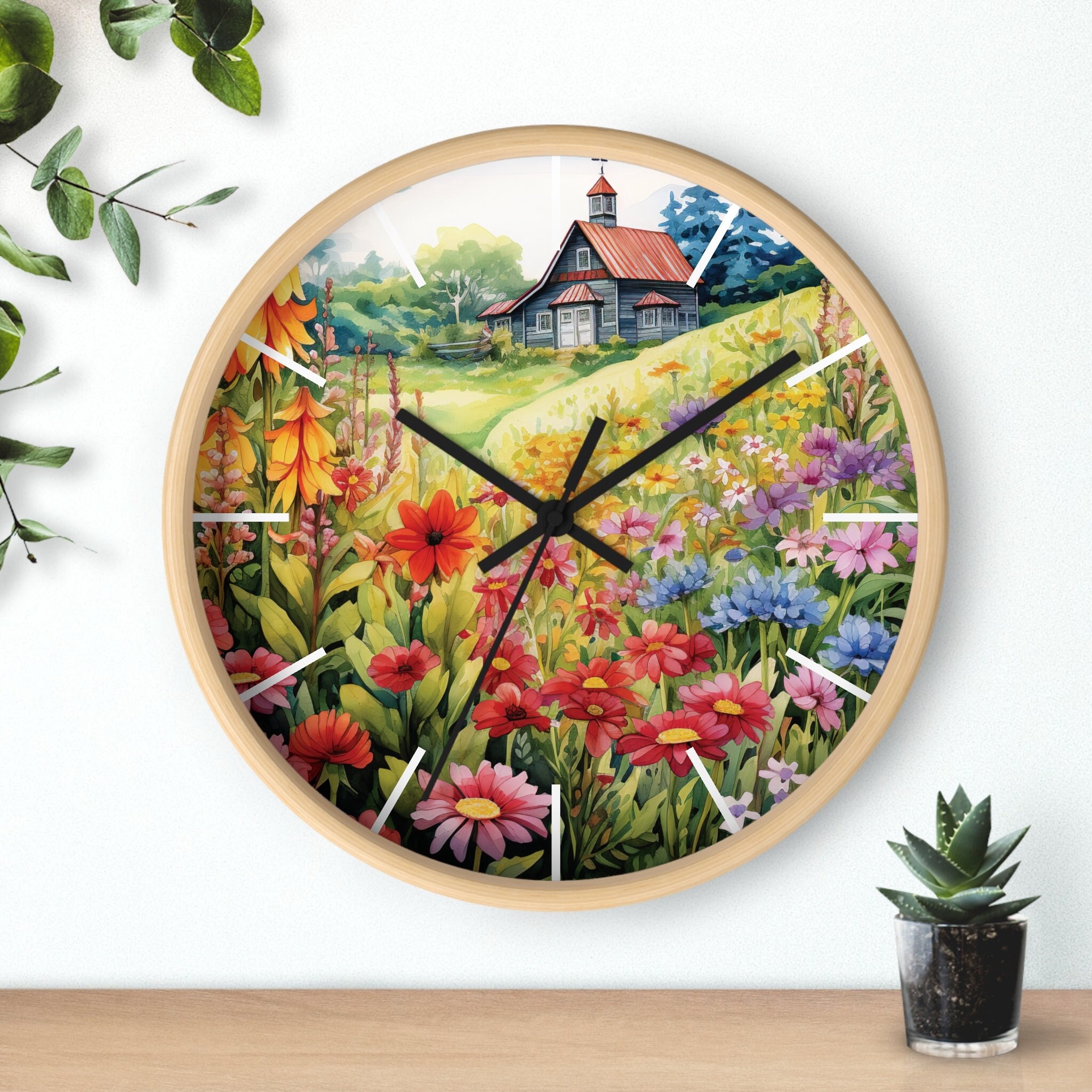 COTTAGE GARDEN CLOCK Cottage Core Wall Clock Boho Floral Decor Country ...