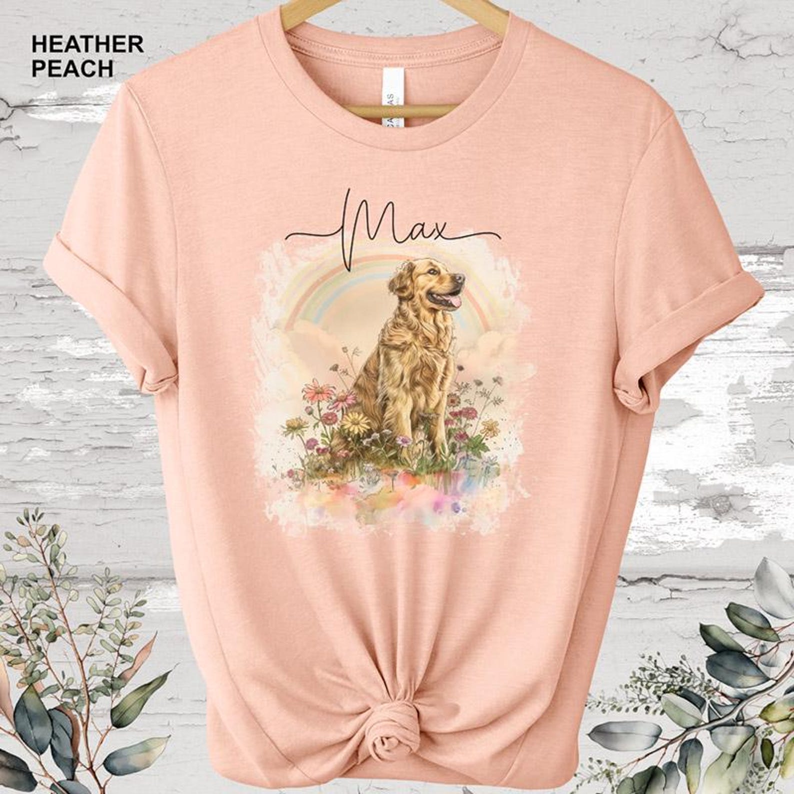 PERSONALIZED GOLDEN RETRIEVER Rainbow Tshirt Colorful Floral Tee for ...