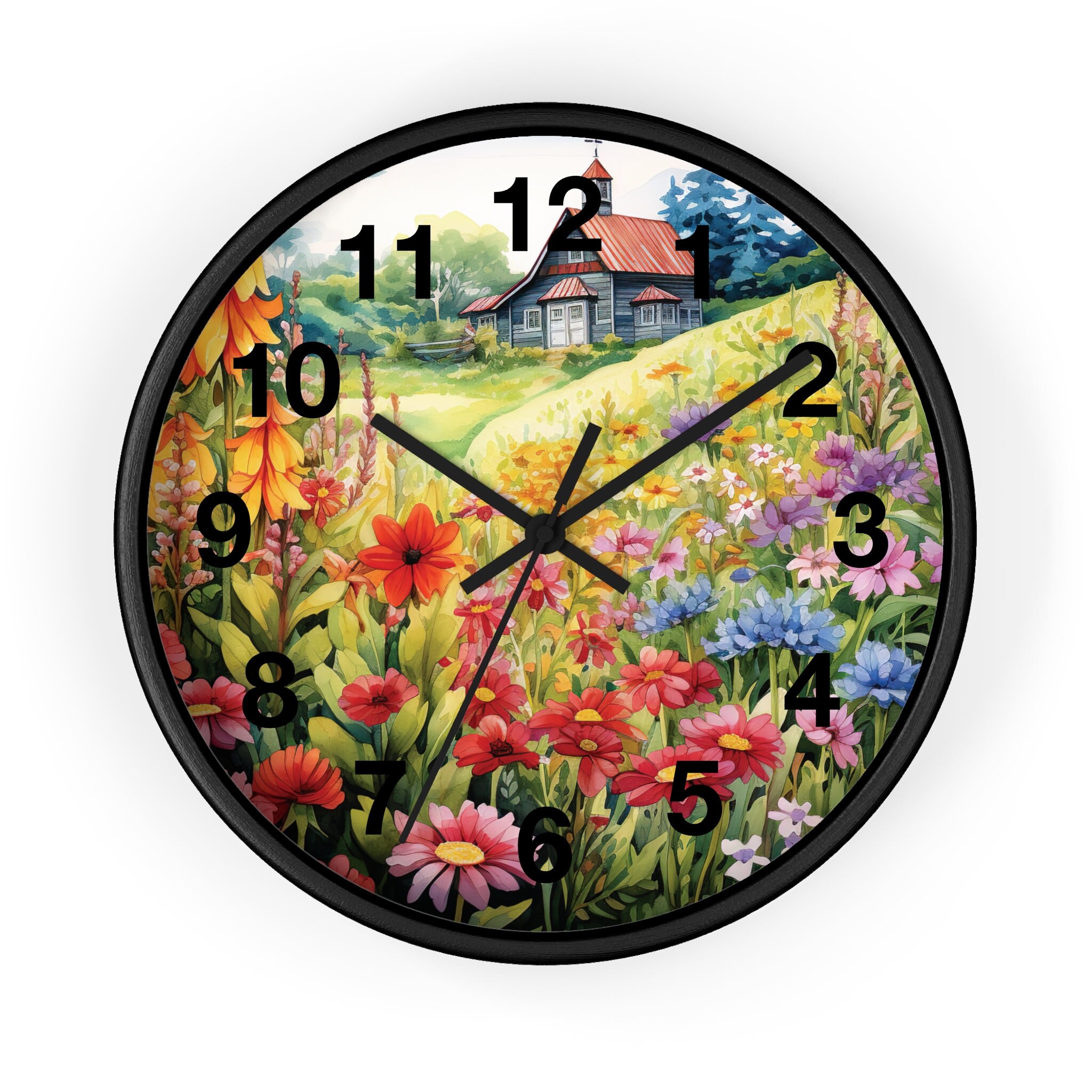 COTTAGE GARDEN CLOCK Cottage Core Wall Clock Boho Floral Decor Country ...