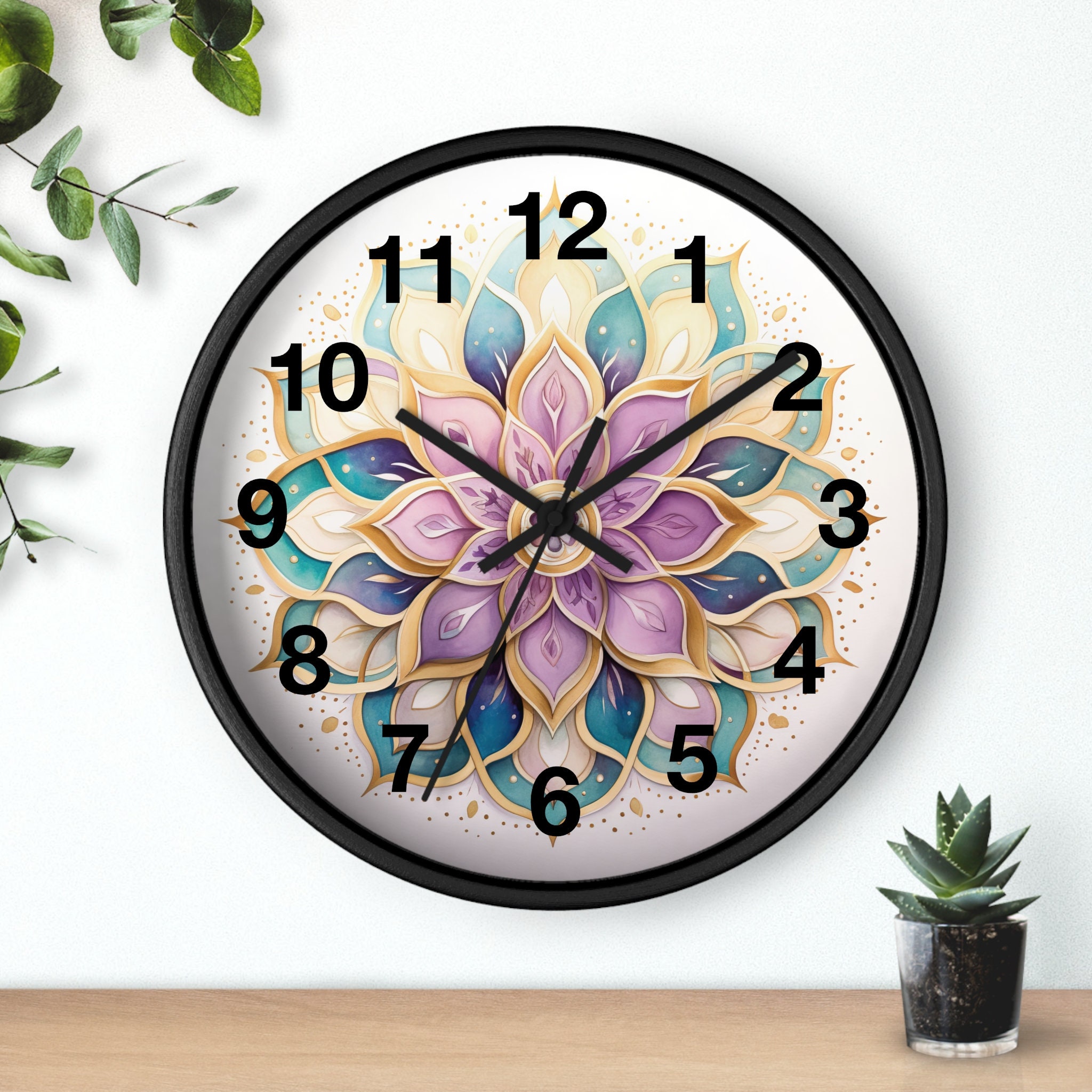 MANDALA WALL CLOCK Cottage Core Wall Clock With Numbers Mandala Lover Boho Decor Clock for Teen ...
