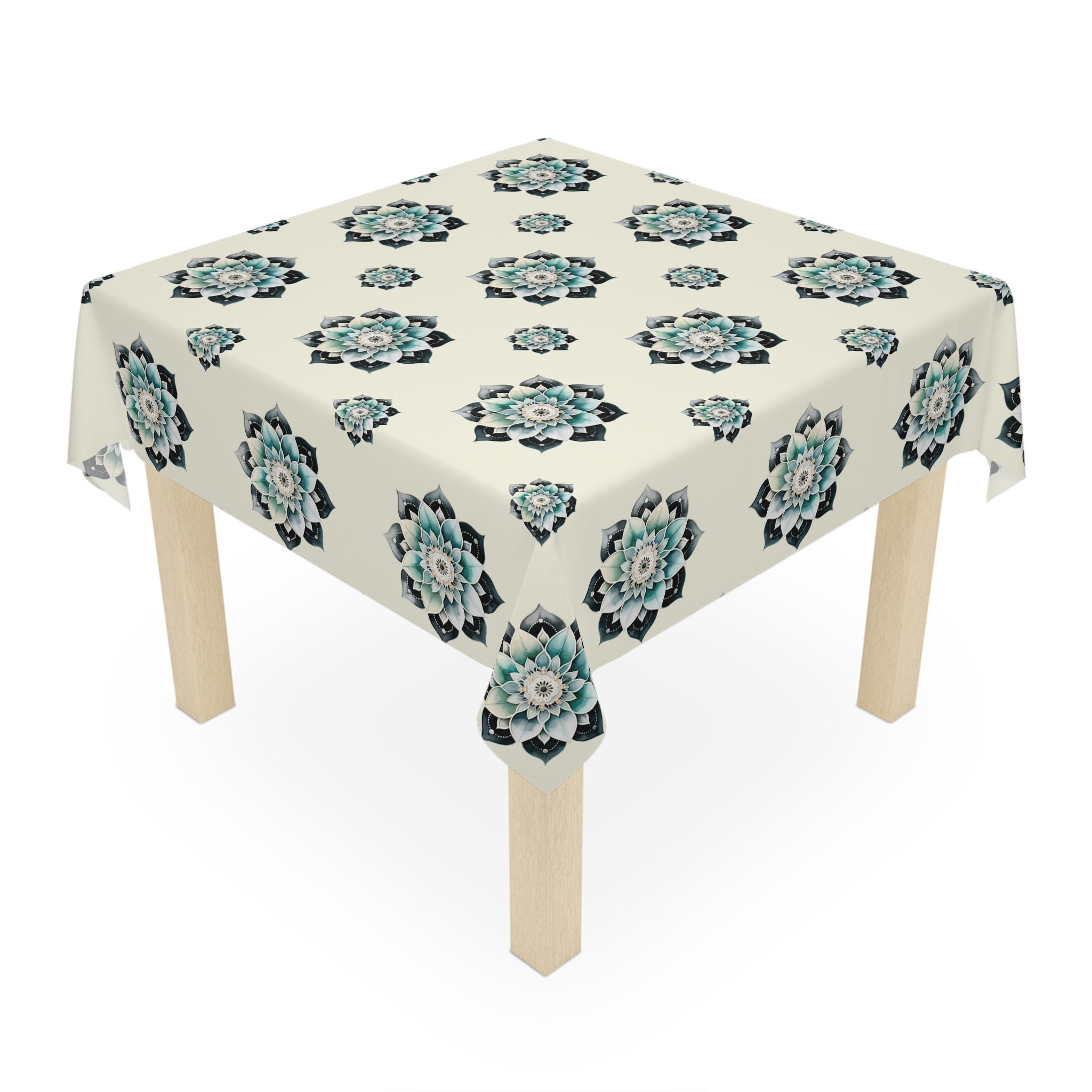 MANDALA TABLE CLOTH 140cm Square Table Cloth Gift for Her Green Mandala ...