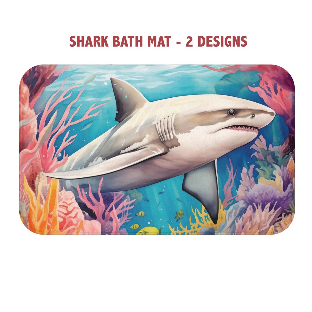 BATH MAT SHARK Lover Microfiber Bath Mat Coral Reef Bath Mat - Etsy