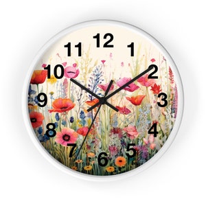 COTTAGE GARDEN CLOCK Cottage Core Wall Clock With Numbers Boho Floral ...