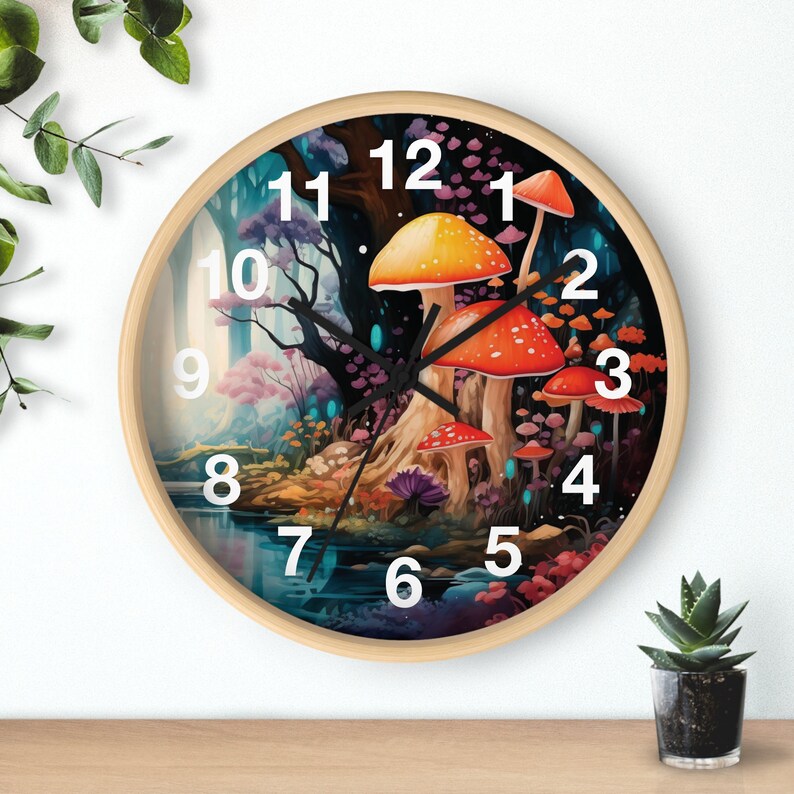 MUSHROOM WALL CLOCK, Cottage Core Clock, Clock With Numbers, Mushroom ...