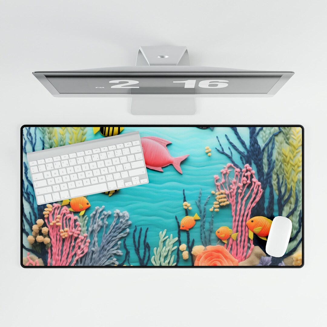 REEF 3D KNIT DESK Mat Coastal Mouse Pad Large Mouse Mat Tropical Desk ...