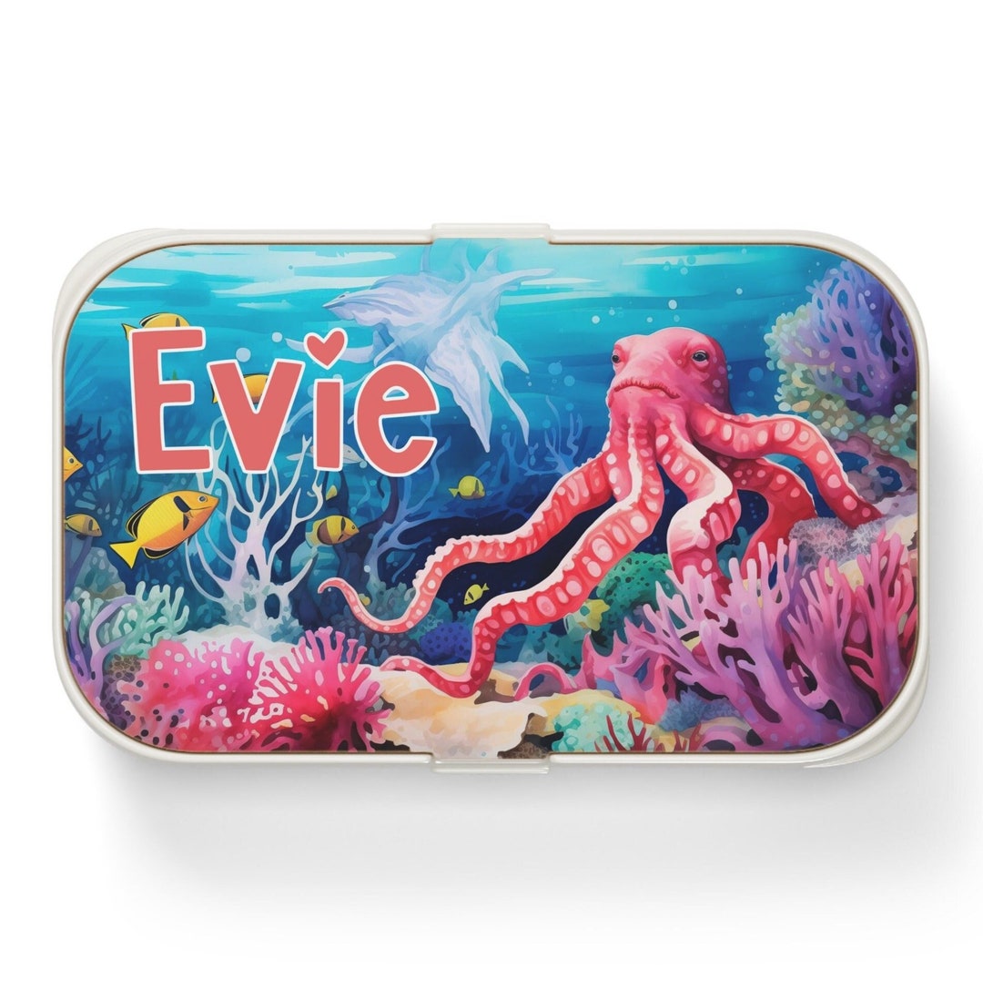 KIDS LUNCH BOX Personalized Octopus Bento Lunch Box, Coral Reef Gift ...