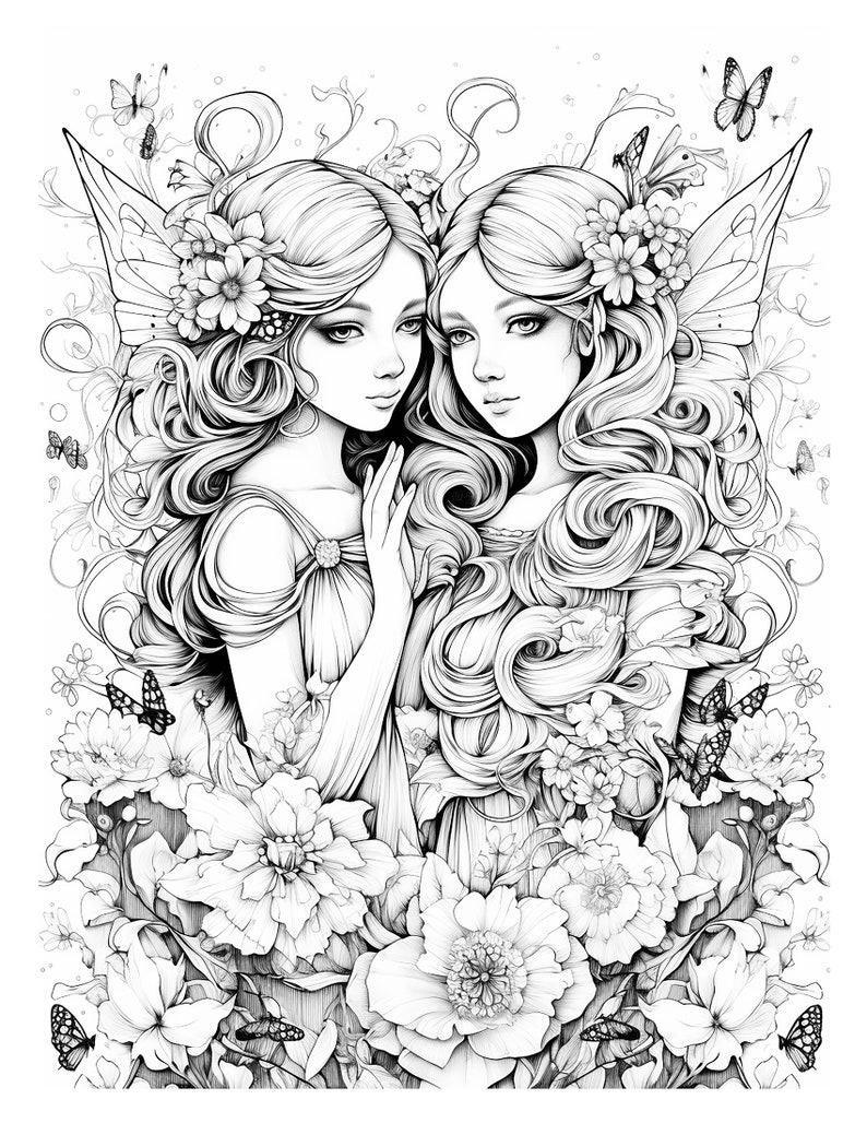 Fairy Fantasy Colouring Pages (A4). Adult & Teen Relaxation Colouring ...