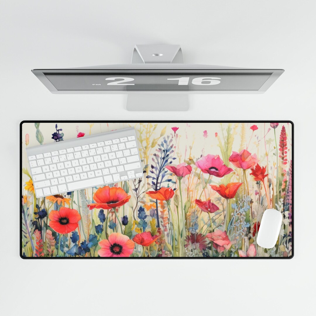 POPPIES DESK MAT Floral Mouse Pad Large Mouse Mat Flowers Desk Pad ...