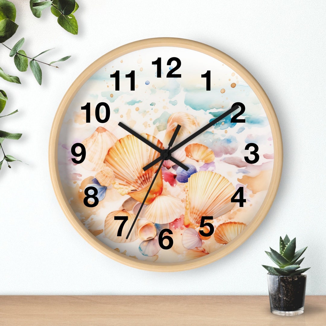 BEACH SHELLS CLOCK Beach Lover Wall Decor Clock With Numbers Gift for ...