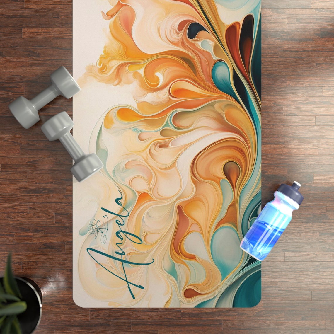 PERSONALIZED YOGA MAT Fractal 6 Design Pilates Excercise Fitness Rubber ...