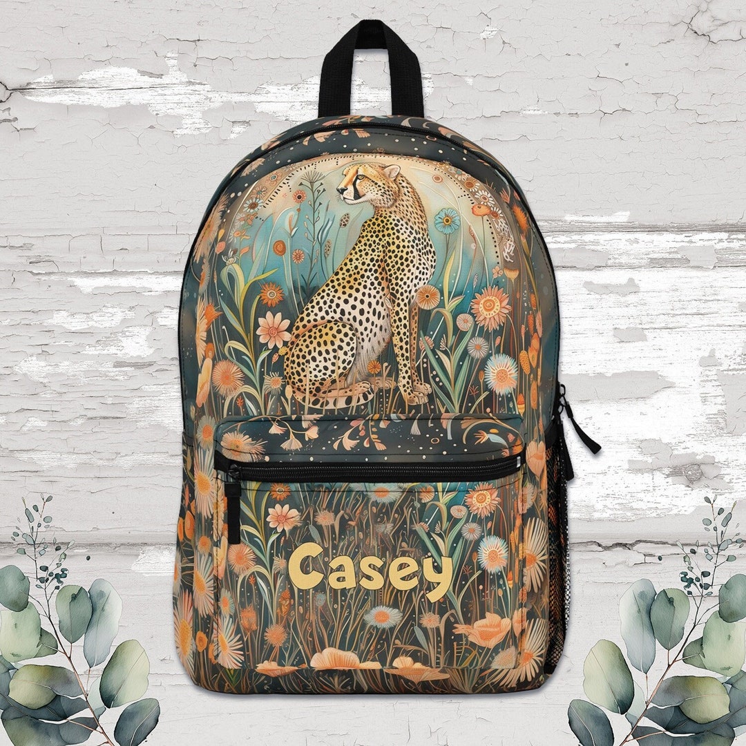 PERSONALIZED BACKPACK Cheetah School Backpack for Kids Custom Backpack ...