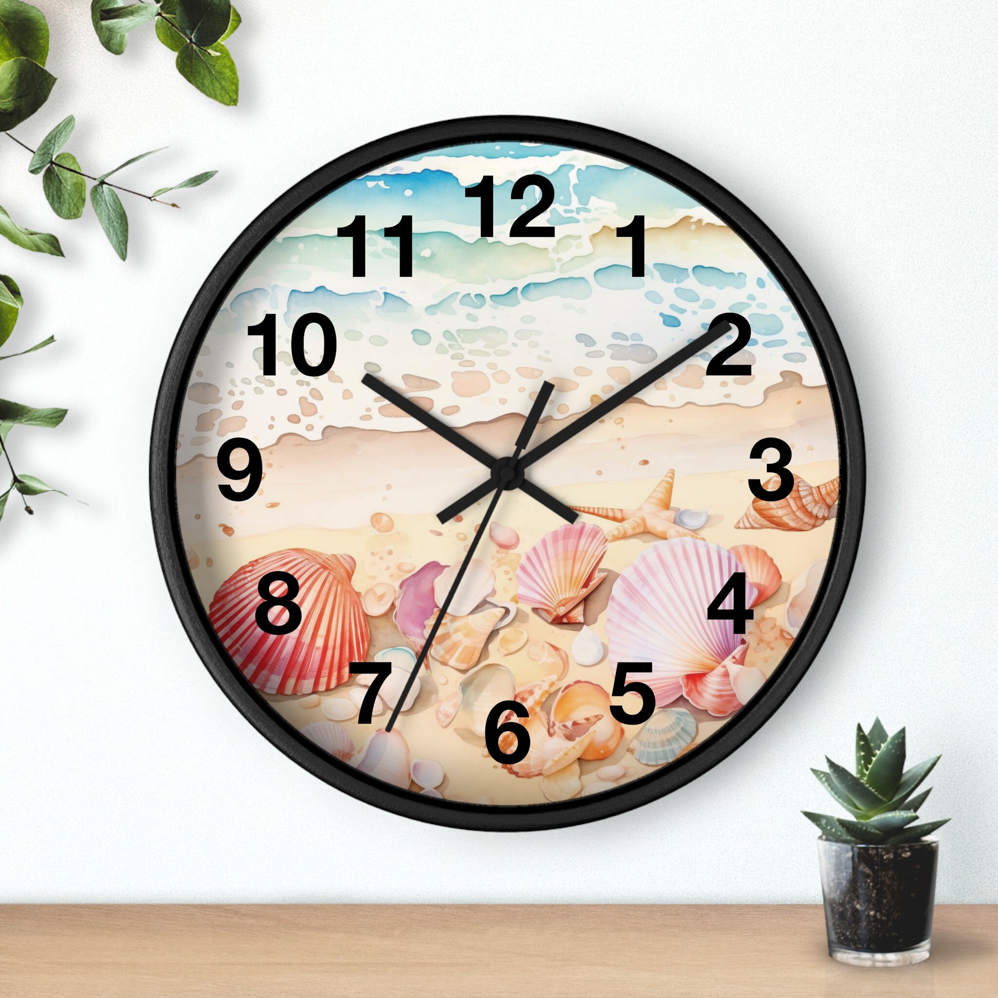 BEACH SHELLS CLOCK Beach Lover Wall Decor Clock With Numbers Gift for ...
