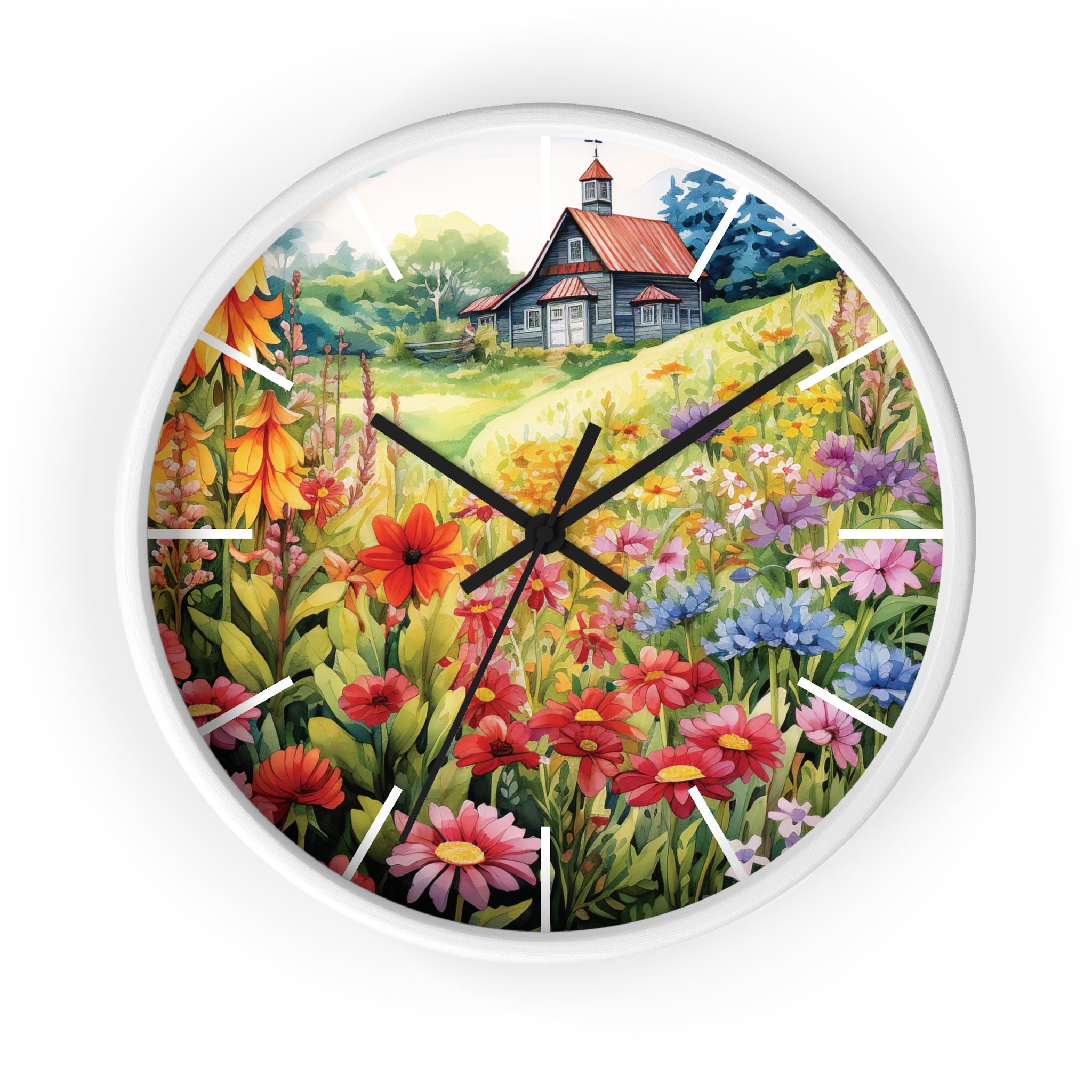 COTTAGE GARDEN CLOCK Cottage Core Wall Clock Boho Floral Decor Country ...