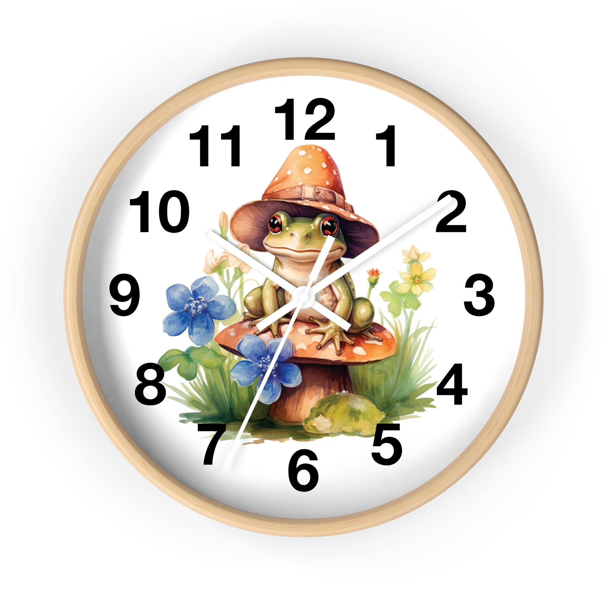 FROG WALL CLOCK Cottage Core Wall Clock With Numbers Frog With Hat Boho ...