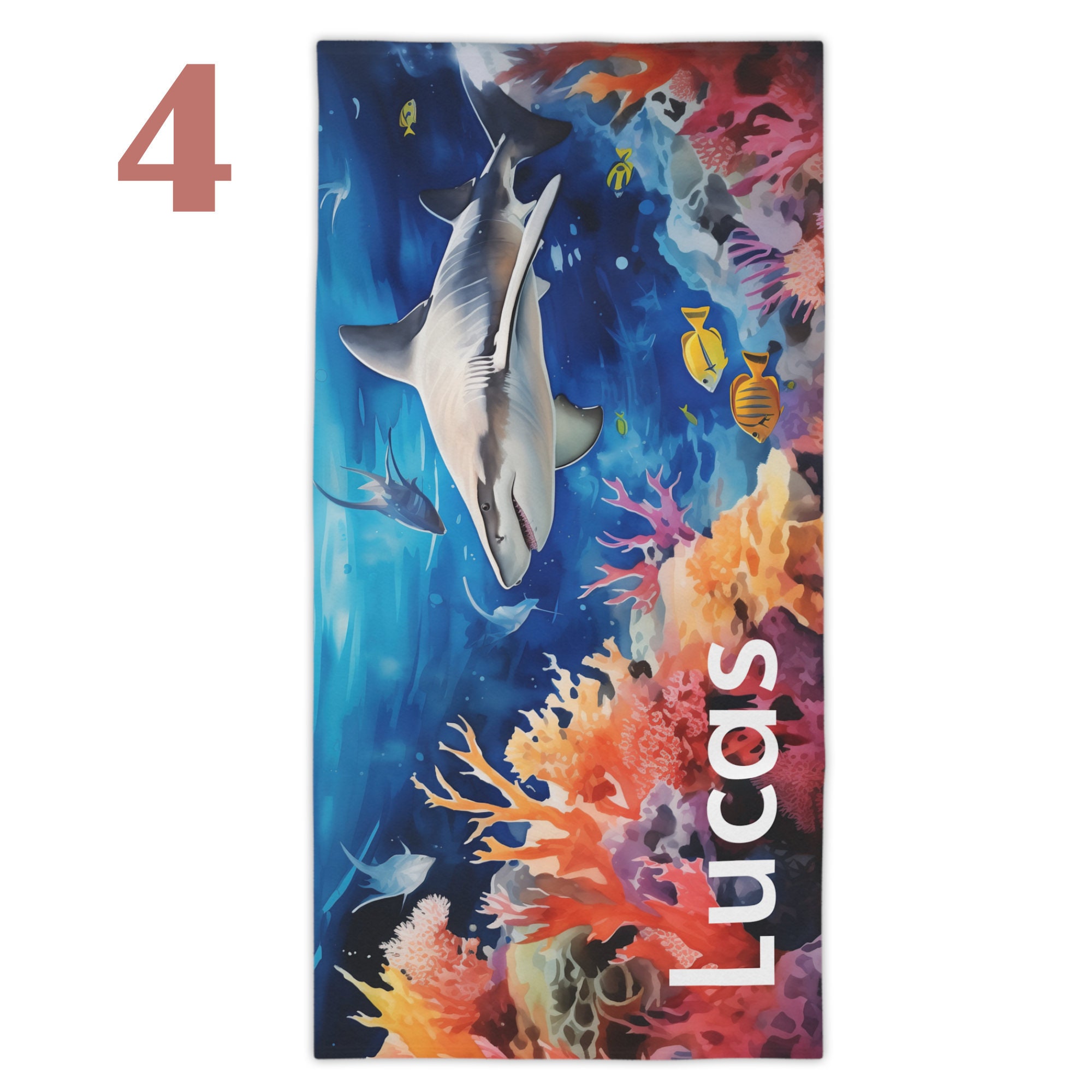 PERSONALISED BEACH TOWEL Shark Beach Towel Personalised Towel Kids ...