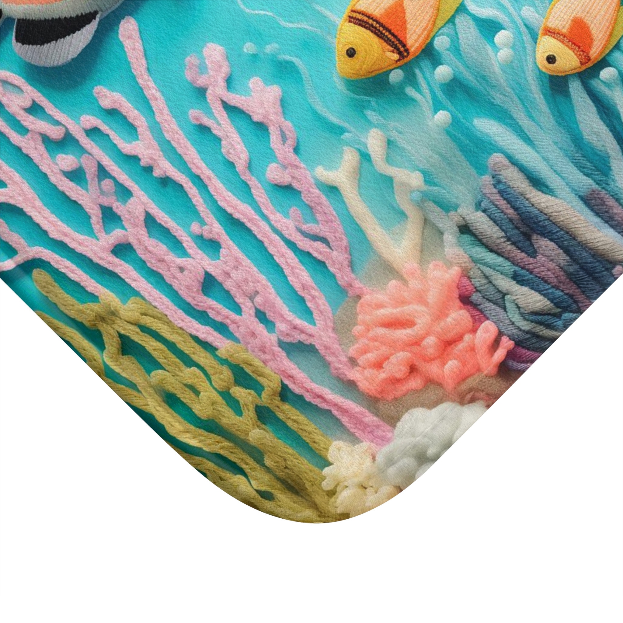 CORAL REEF BATHSET Tropical Fish Lover Microfiber Bath Mat & Hand Towel ...