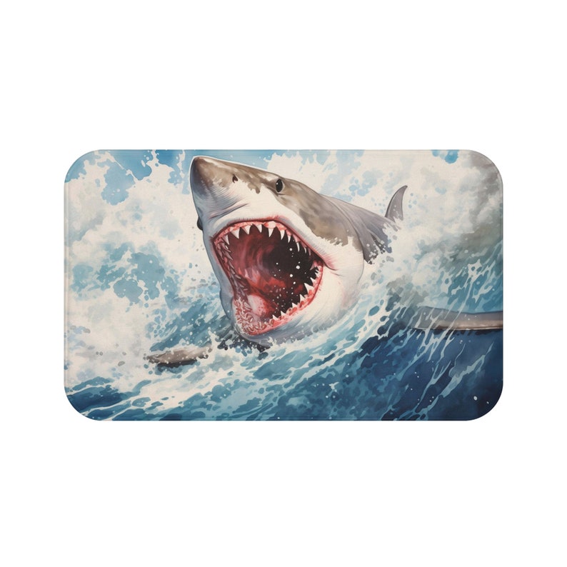 MEGALODON BATH MAT Shark Lover Microfiber Bath Mat Great White Shark ...