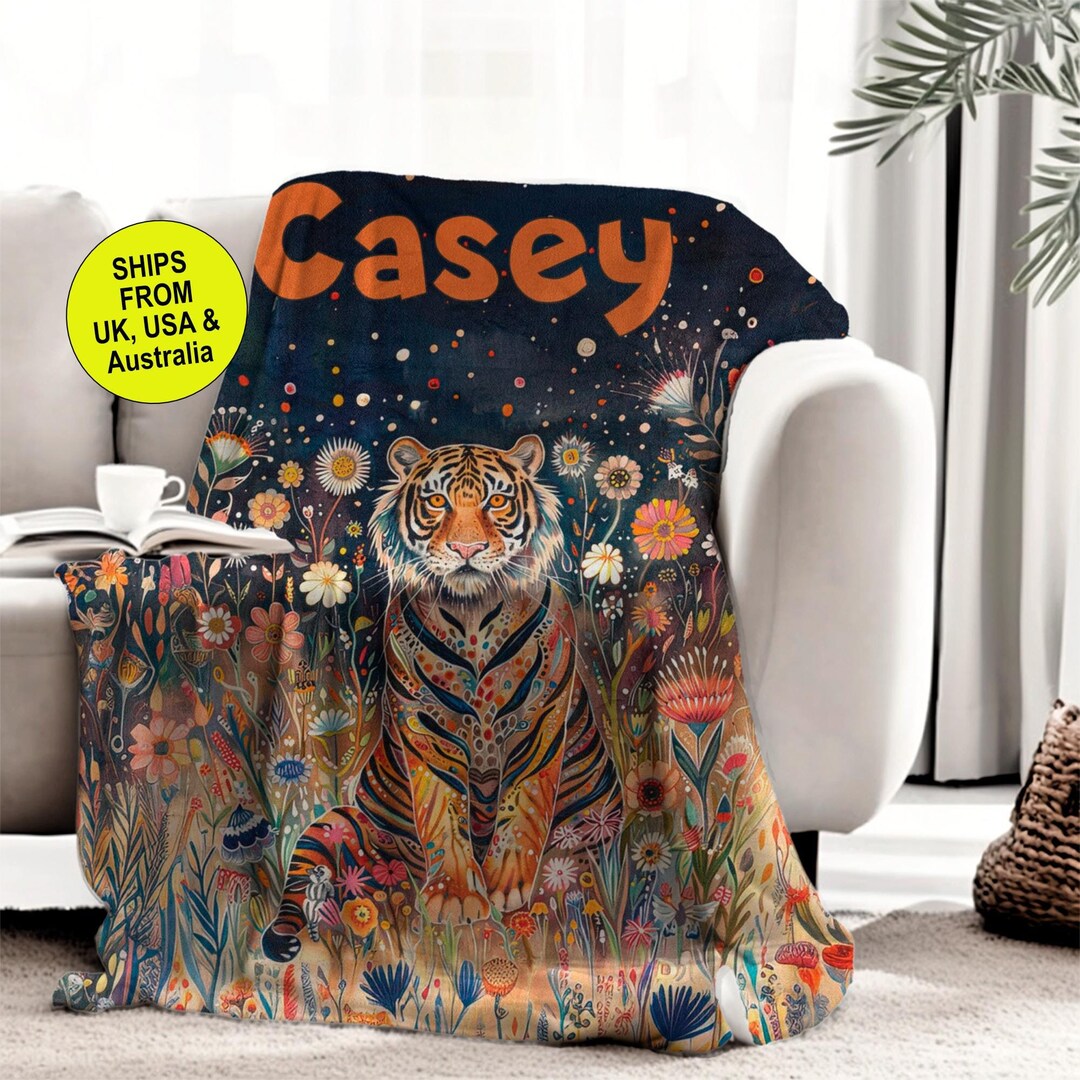 PERSONALIZED TIGER BLANKET Gift for Tiger Lover Custom Blanket With ...