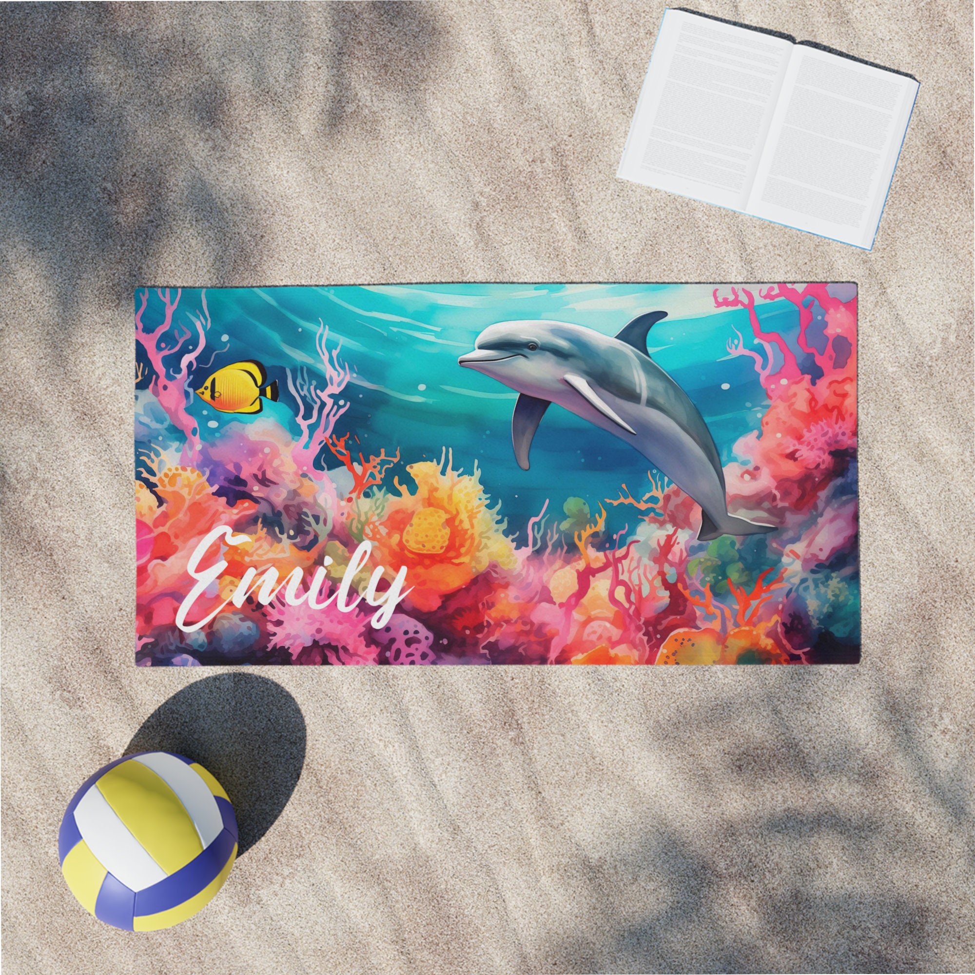 PERSONALIZED BEACH TOWEL Dolphin Beach Towel Personalised Towel Kids ...