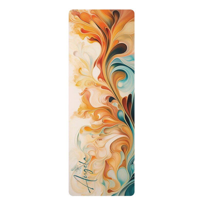 PERSONALIZED YOGA MAT Fractal 6 Design Pilates Excercise Fitness Rubber ...