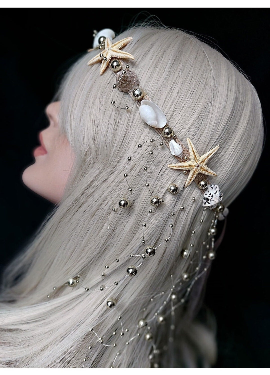 Seashell Bridal Crown Headband, Boho Wedding Tiara Crown, Gold Pearl ...