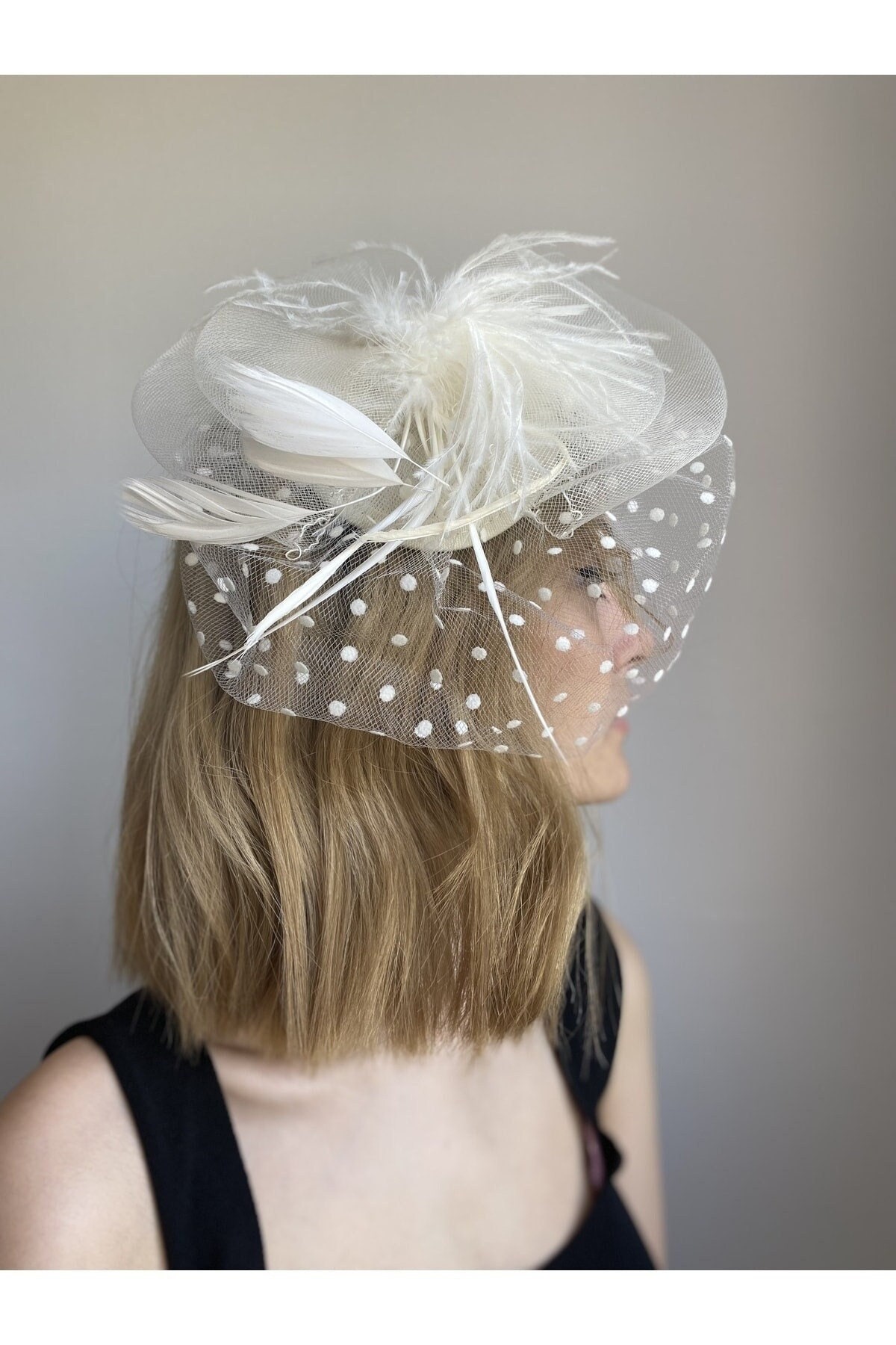 Cream Feathers Bridal Fascinator, Cocktail Wedding Hat, Tea Party ...