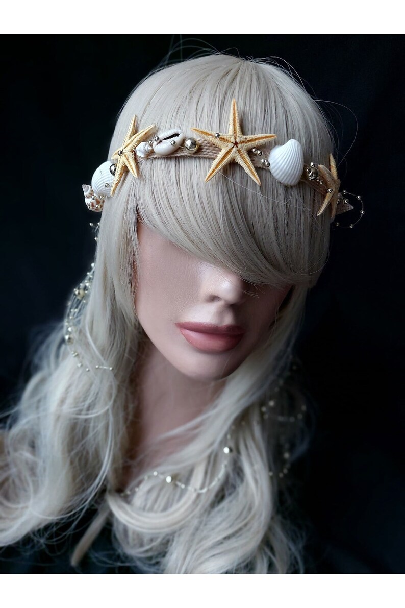 Seashell Bridal Crown Headband, Boho Wedding Tiara Crown, Gold Pearl ...
