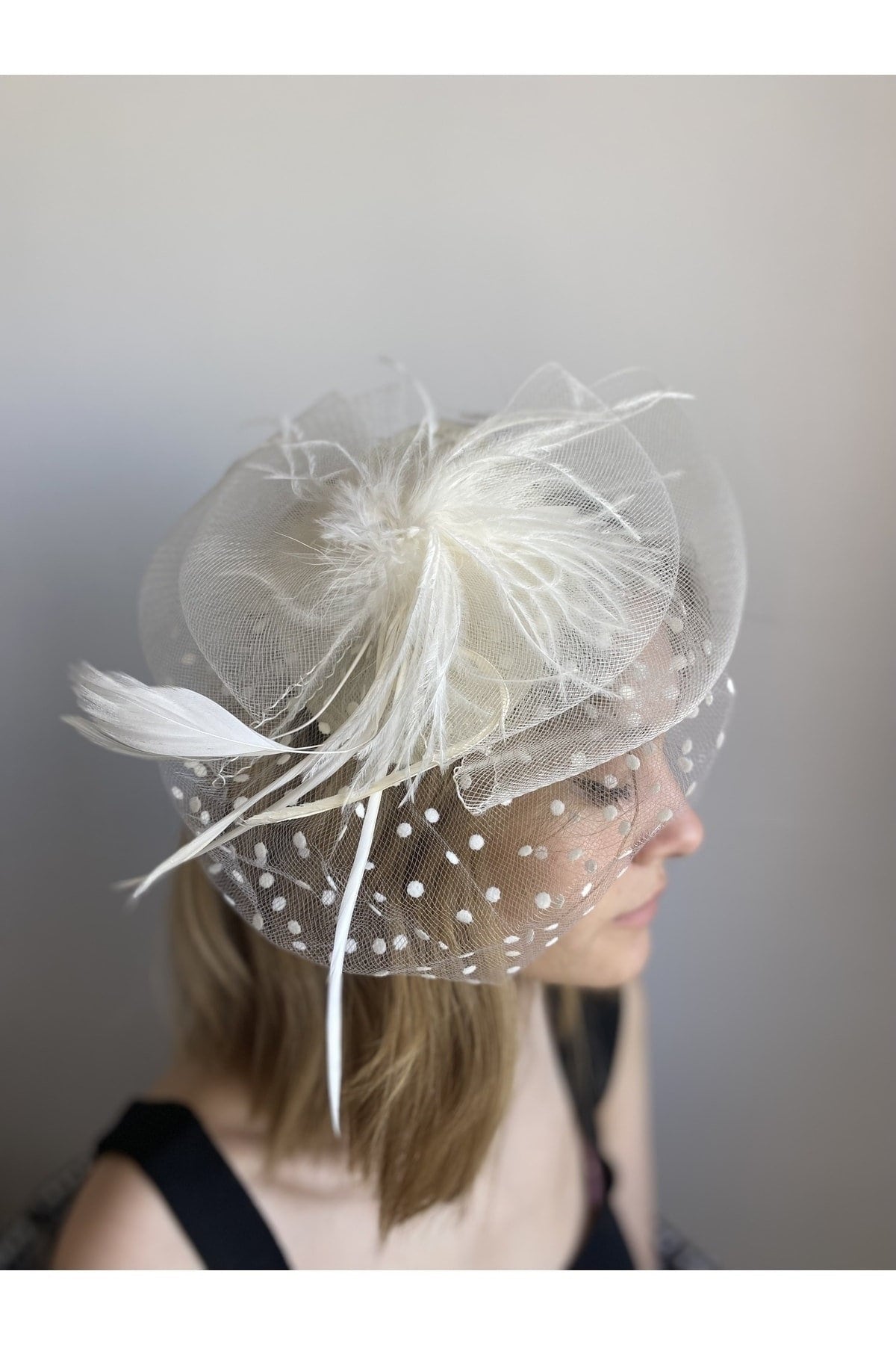 Cream Feathers Bridal Fascinator, Cocktail Wedding Hat, Tea Party ...