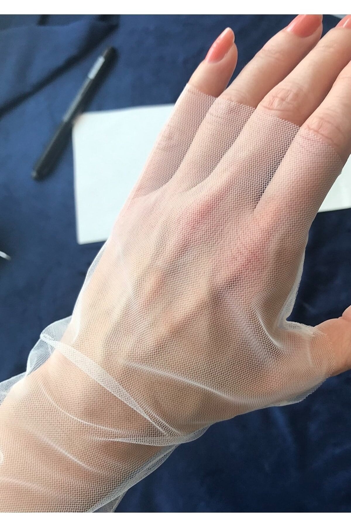 Long Tulle Fingerless Sleeves, Sheer Bridal Gloves, Tulle Sheer Wedding ...