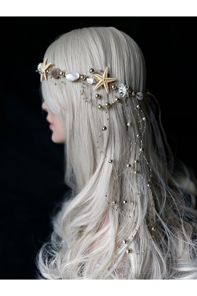 Seashell Bridal Crown Headband, Boho Wedding Tiara Crown, Gold Pearl ...