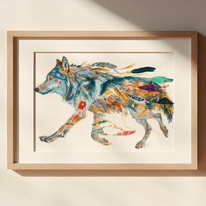 Native American Wolf Art, Nature Wolf Decoration Wolf Print Wall Art ...