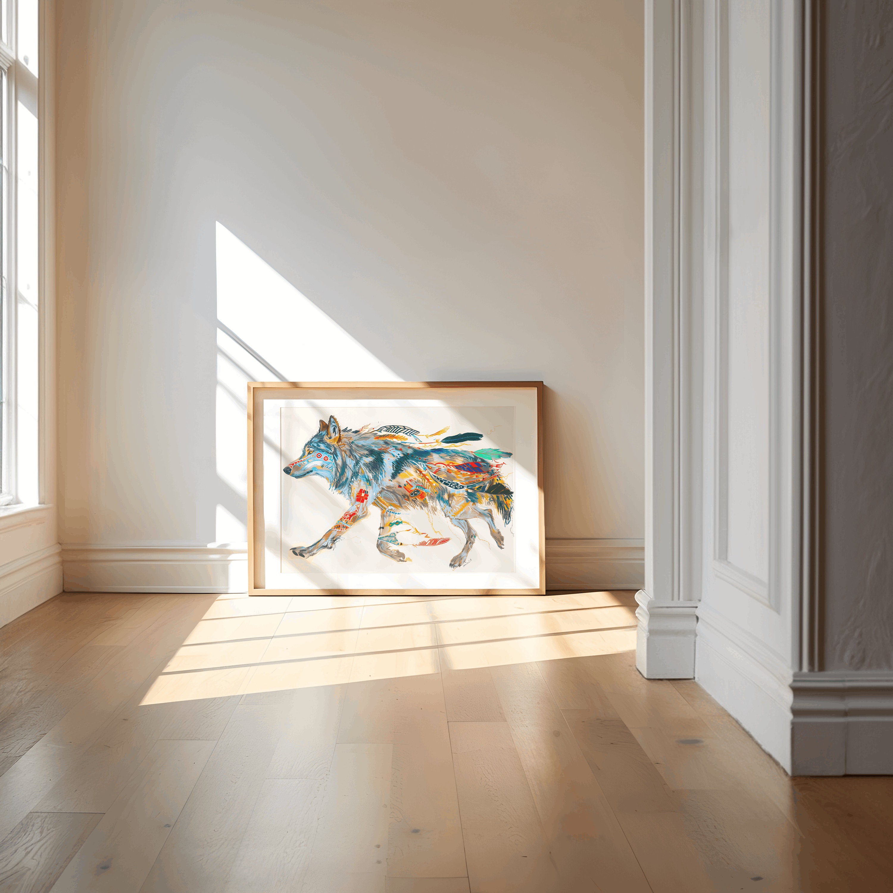 Native American Wolf Art, Nature Wolf Decoration Wolf Print Wall Art ...