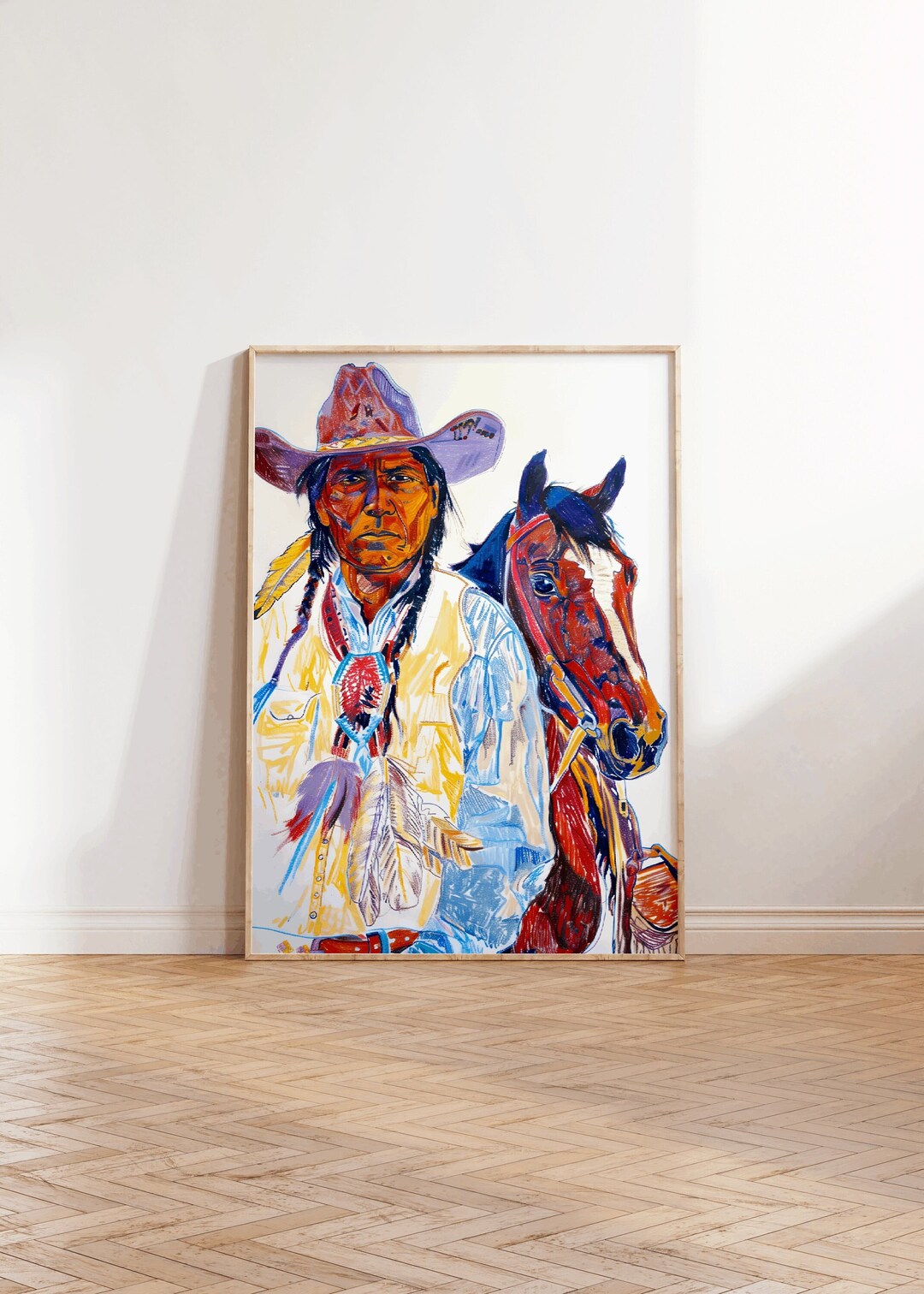 New Mexico Native Indian Cowboy, New Mexico Gifts, New Mexico Wall Art ...