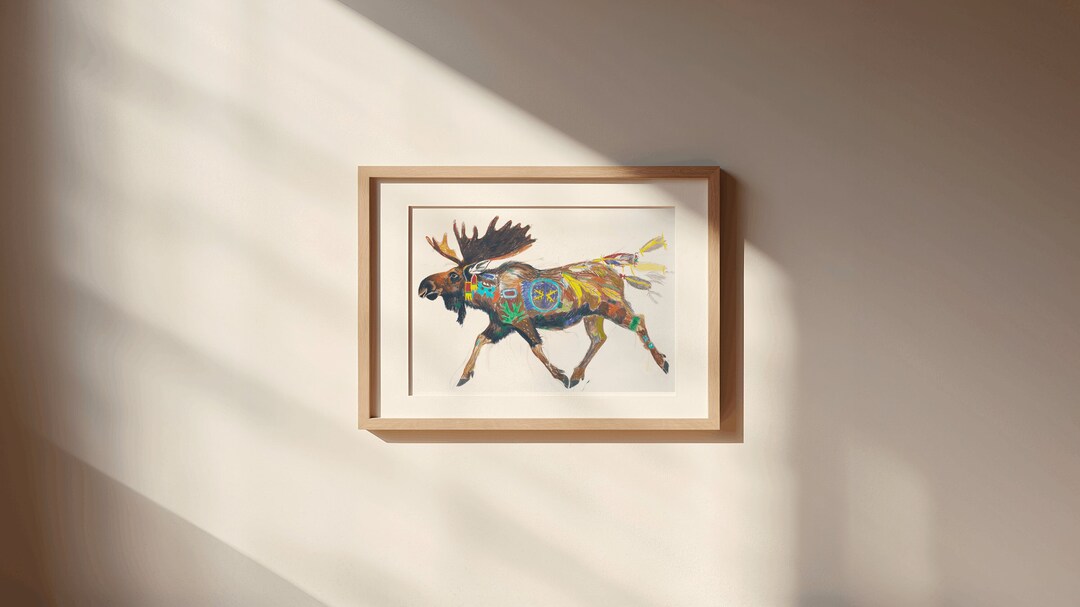 Native American Moose Painting, Moose Decor, Moose Print, Native ...