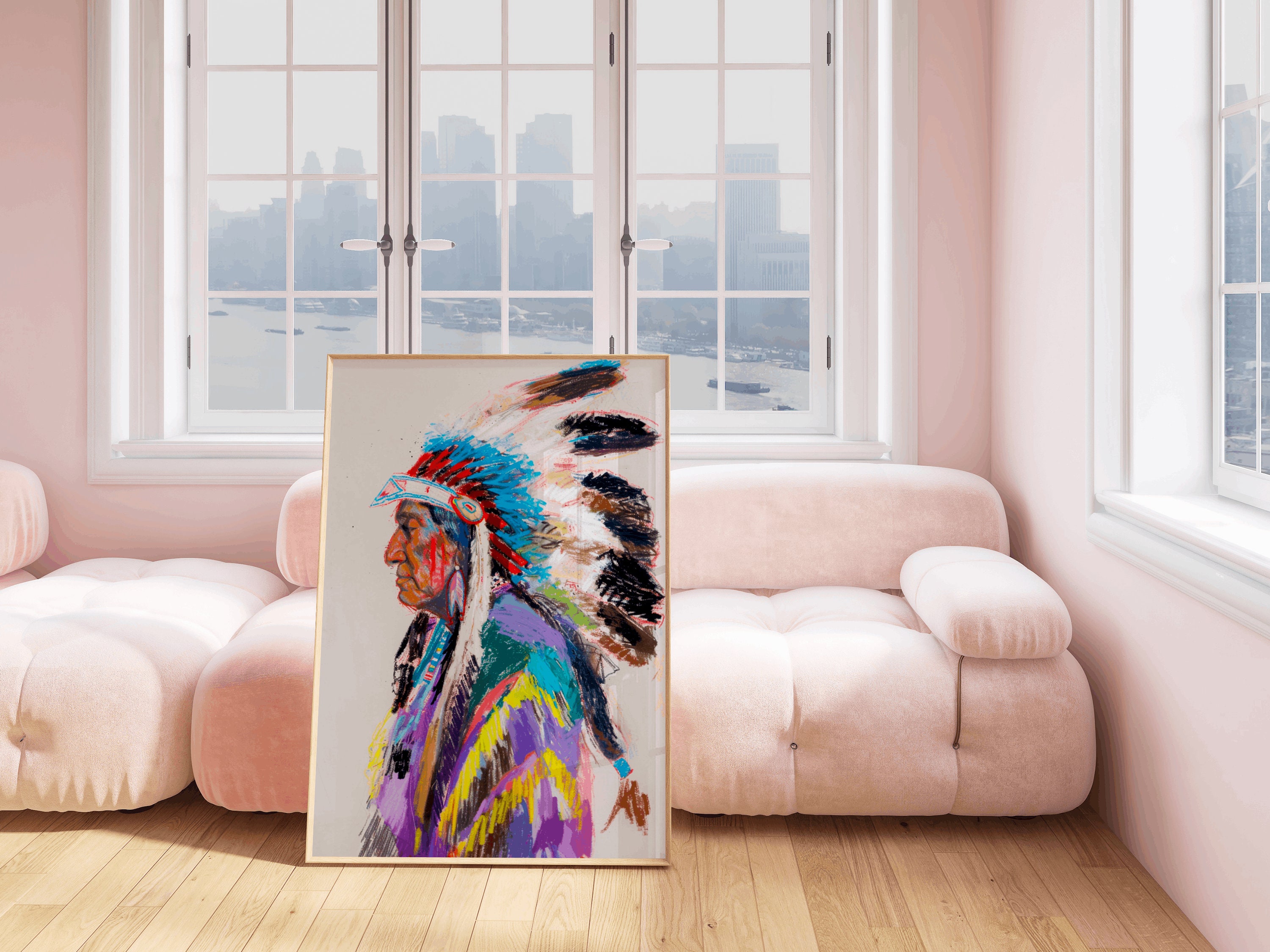 Stoic Indian Chief, Native Art Poster, Native Americans Decoration ...
